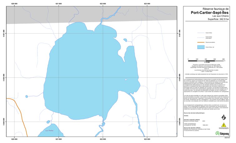 Lac aux Chiens (Port-Cartier-Sept-Îles) Map by Sepaq | Avenza Maps