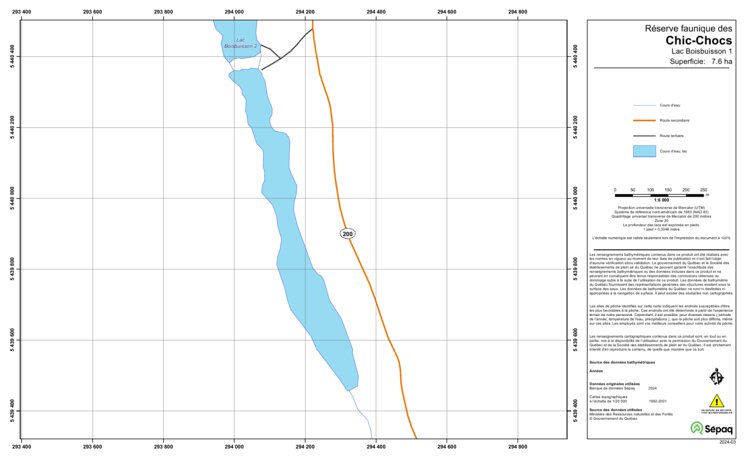 Lac Boisbuisson 1 (Chic-Chocs) Map by Sepaq | Avenza Maps