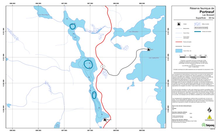 Lac Boswell (Portneuf) Map by Sepaq | Avenza Maps