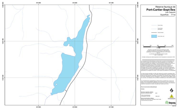 Lac Capucin (Port-Cartier-Sept-Îles) Map by Sepaq | Avenza Maps