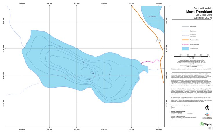 Lac Casse-Ligne (Mont-Tremblant) Map by Sepaq | Avenza Maps