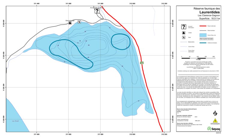 Lac Clarence-Gagnon (Laurentides) Map by Sepaq | Avenza Maps