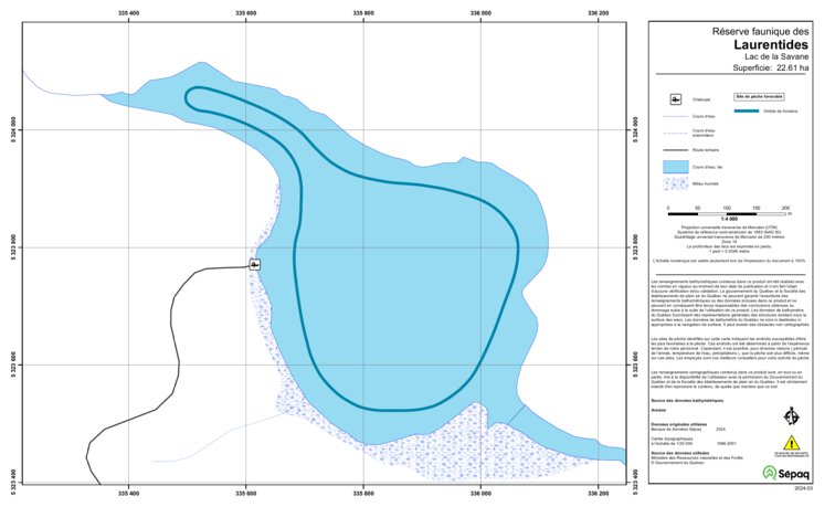 Lac de la Savane (Laurentides) Map by Sepaq | Avenza Maps