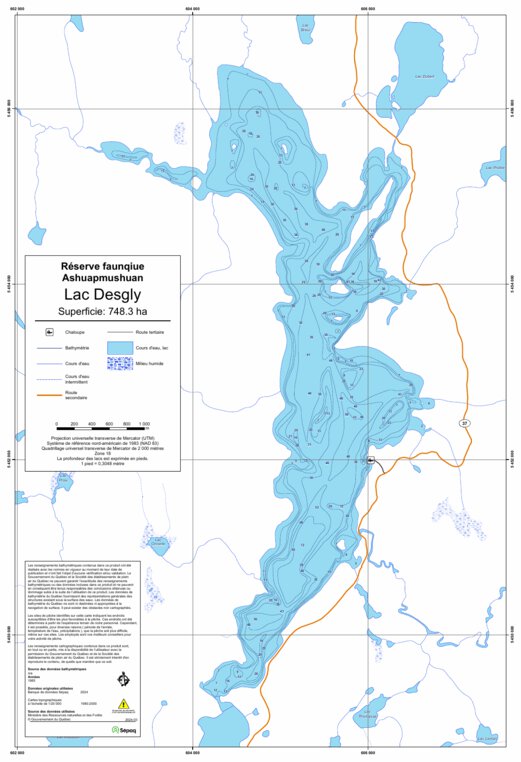 Lac Desgly (Ashuapmushuan) Map by Sepaq | Avenza Maps