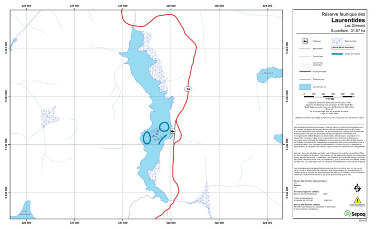 Lac Grimard (Laurentides) Map by Sepaq | Avenza Maps