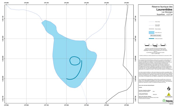 Lac Maneigre (Laurentides) Map by Sepaq | Avenza Maps