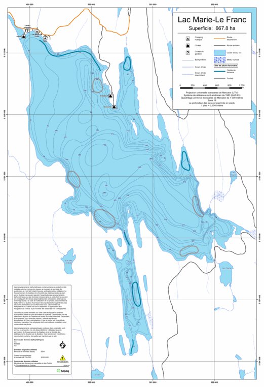 Lac Marie-Le Franc (Papineau-Labelle) Map by Sepaq | Avenza Maps
