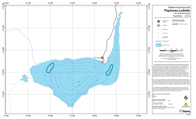 Lac McKavanaugh (Papineau-Labelle) Map by Sepaq | Avenza Maps
