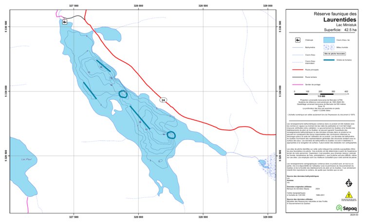 Lac Ministuk (Laurentides) Map by Sepaq | Avenza Maps