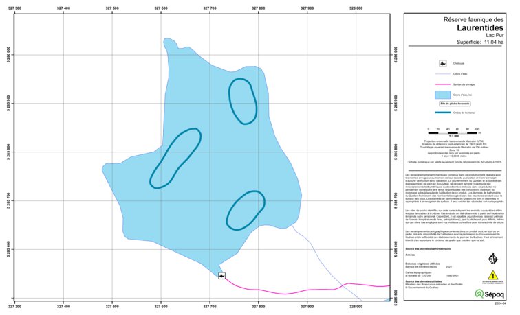Lac Pur (Laurentides) Map by Sepaq | Avenza Maps