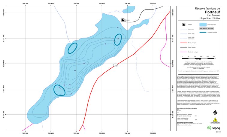 Lac Samson (Portneuf) Map by Sepaq | Avenza Maps