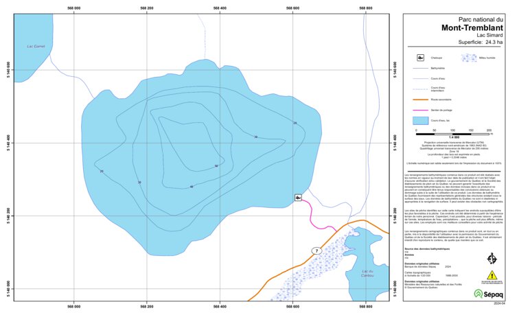 Lac Simard (Mont-Tremblant) Map by Sepaq | Avenza Maps
