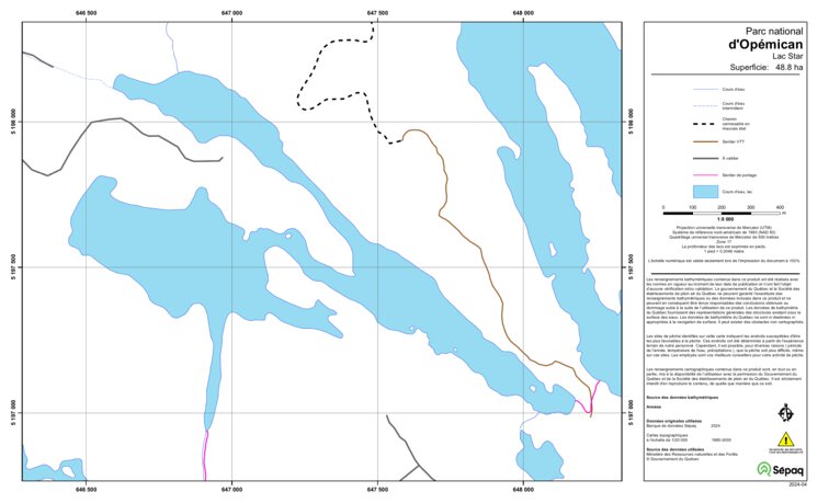 Lac Star (Opémican) Map by Sepaq | Avenza Maps