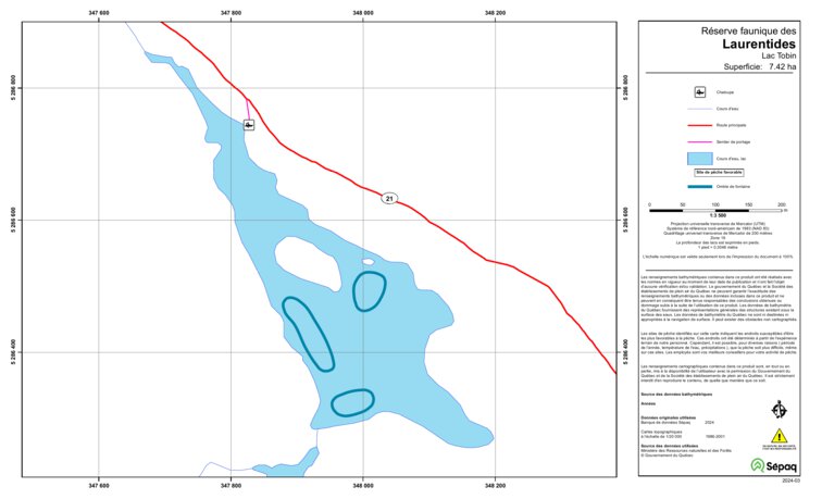 Lac Tobin (Laurentides) Map by Sepaq | Avenza Maps