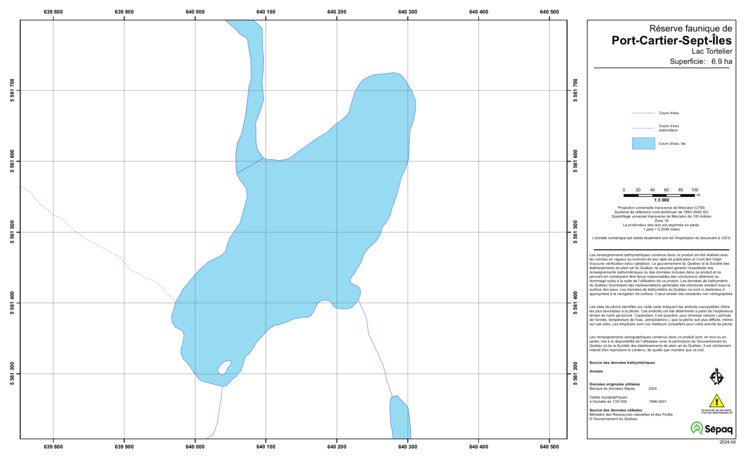 Lac Tortelier (Port-Cartier-Sept-Îles) Map by Sepaq | Avenza Maps