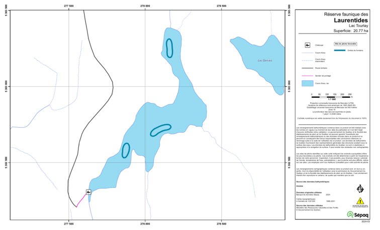 Lac Tourlay (Laurentides) Map by Sepaq | Avenza Maps