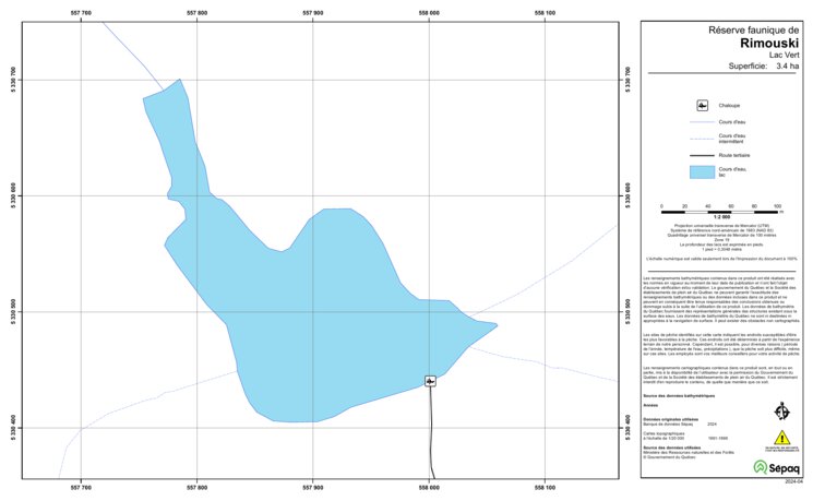 Lac Vert (Rimouski) Map by Sepaq | Avenza Maps