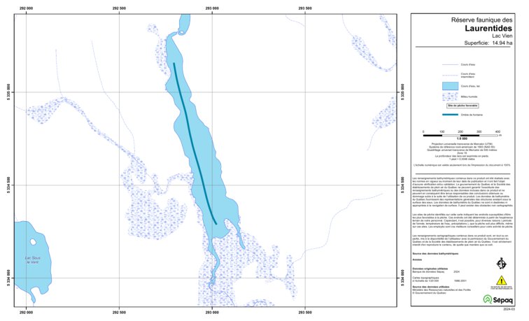 Lac Vien (Laurentides) Map by Sepaq | Avenza Maps