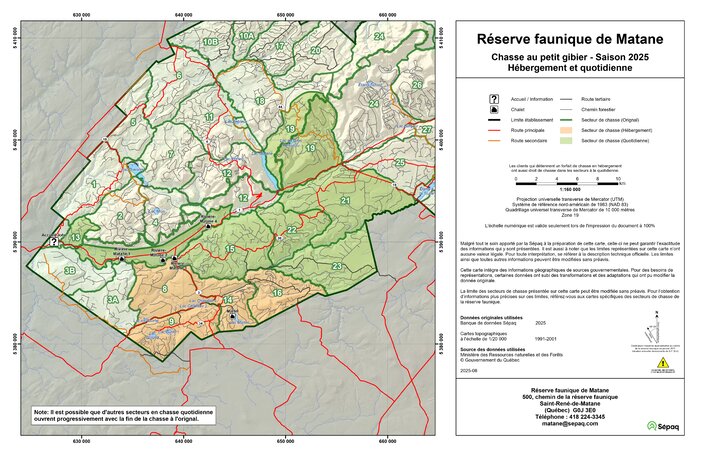 Réserve faunique de Matane : Carte générale de chasse au petit gibier ...
