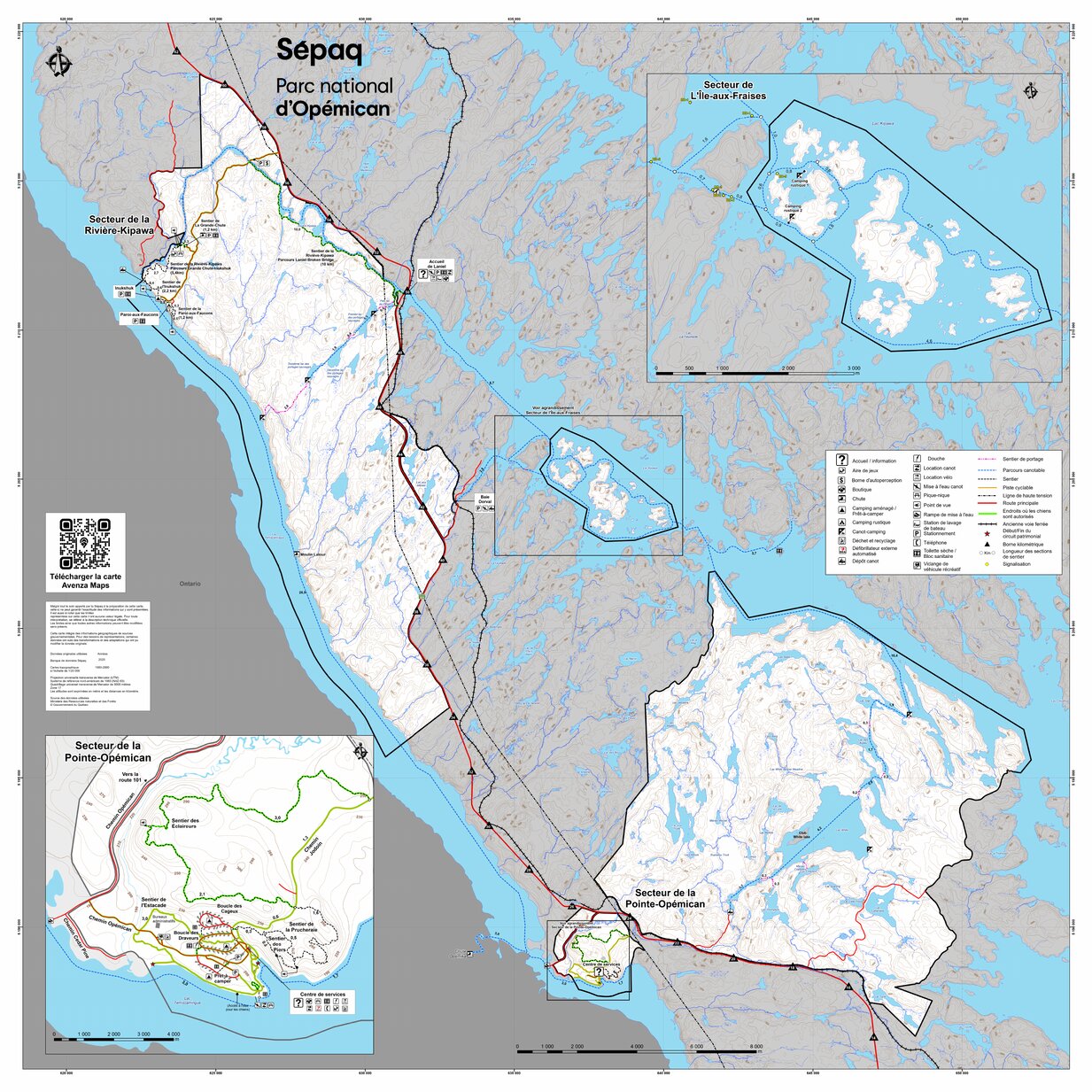 Parc national d'Opémican : Carte générale Map by Sepaq | Avenza Maps