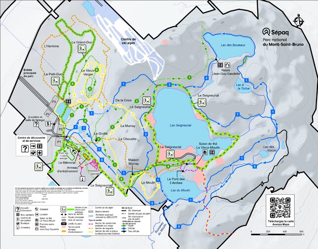 Parc national du Mont-Saint-Bruno - Carte des activités hivernales Map ...