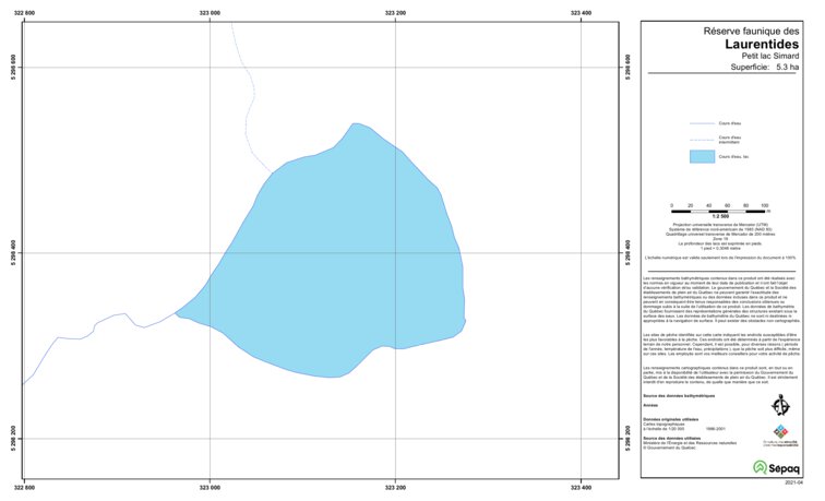 Petit lac Simard (Laurentides) Map by Sepaq | Avenza Maps
