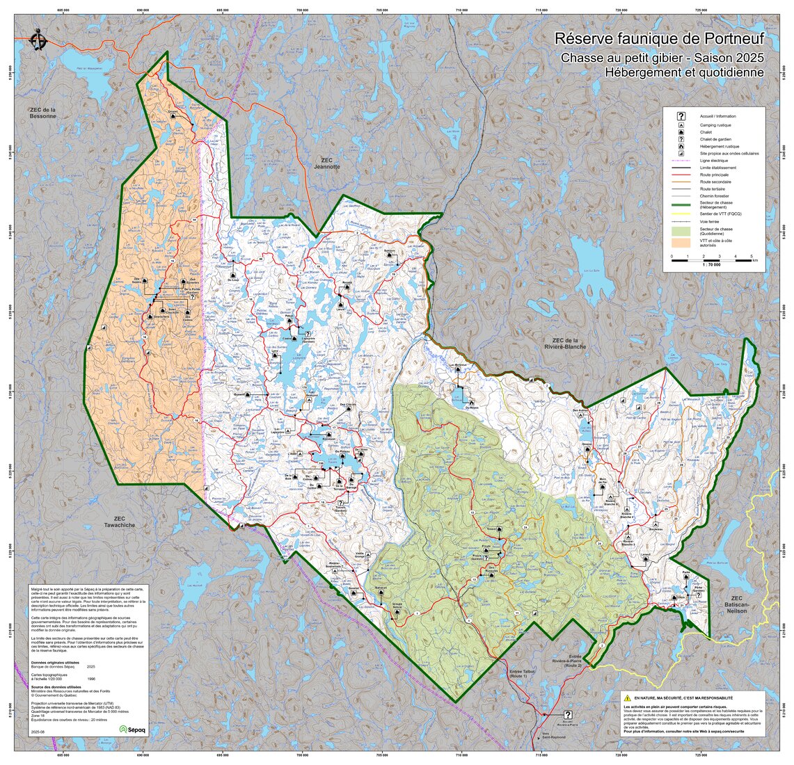 Réserve faunique de Portneuf : Carte générale de chasse au petit gibier ...