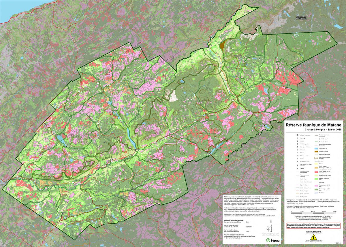 Réserve faunique de Matane : Carte générale de chasse à l'orignal 2025 ...
