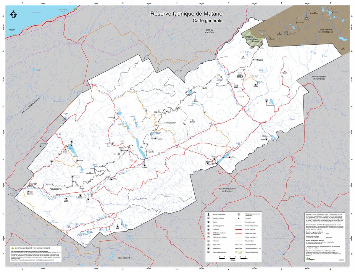 Réserve faunique de Matane : Carte générale Map by Sepaq | Avenza Maps