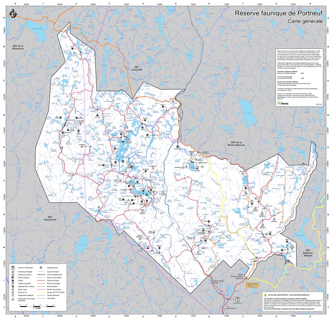Réserve faunique de Portneuf : Carte générale Map by Sepaq | Avenza Maps