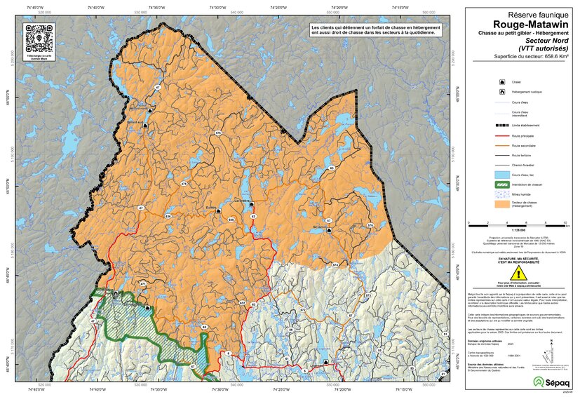 Réserve faunique Rouge-Matawin : Carte de chasse au petit gibier (Nord ...