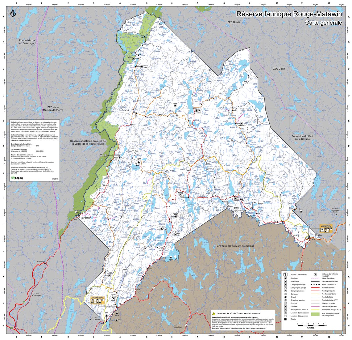 Réserve Faunique Rouge Matawin Carte Générale Map By Sepaq Avenza Maps