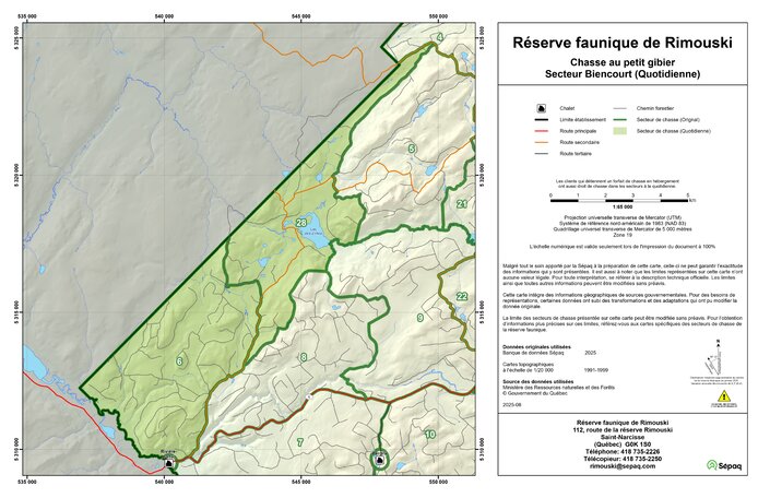 Réserve faunique de Rimouski : Carte de chasse au petit gibier ...
