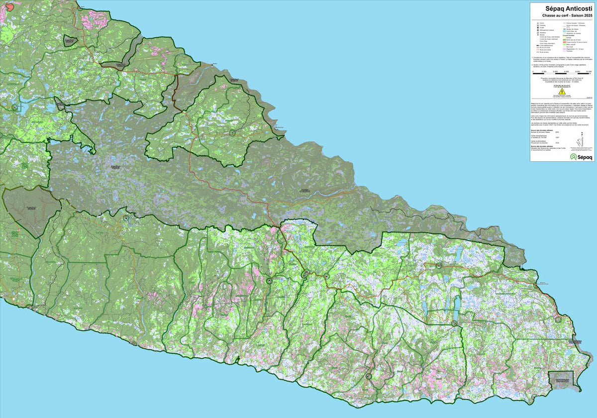 Sépaq Anticosti (secteur est): Carte générale de chasse au cerf 2025 ...