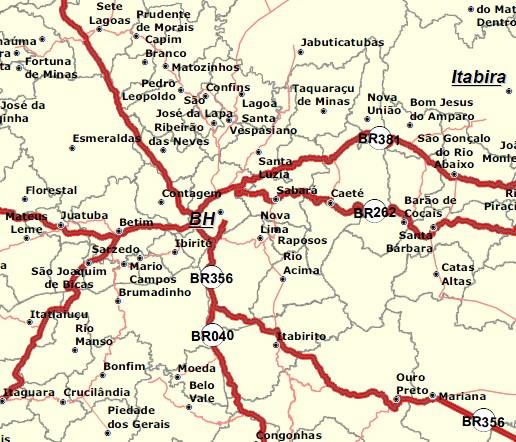 Mapa Rodoviário do Estado de Minas Gerais - BRASIL Map by Service Map ...