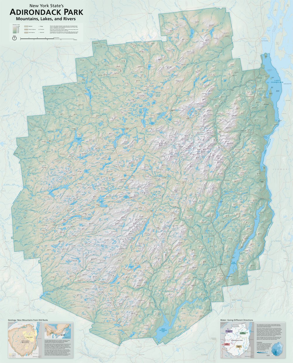 Adirondack Park Physical Map by ShadedRelief.com | Avenza Maps