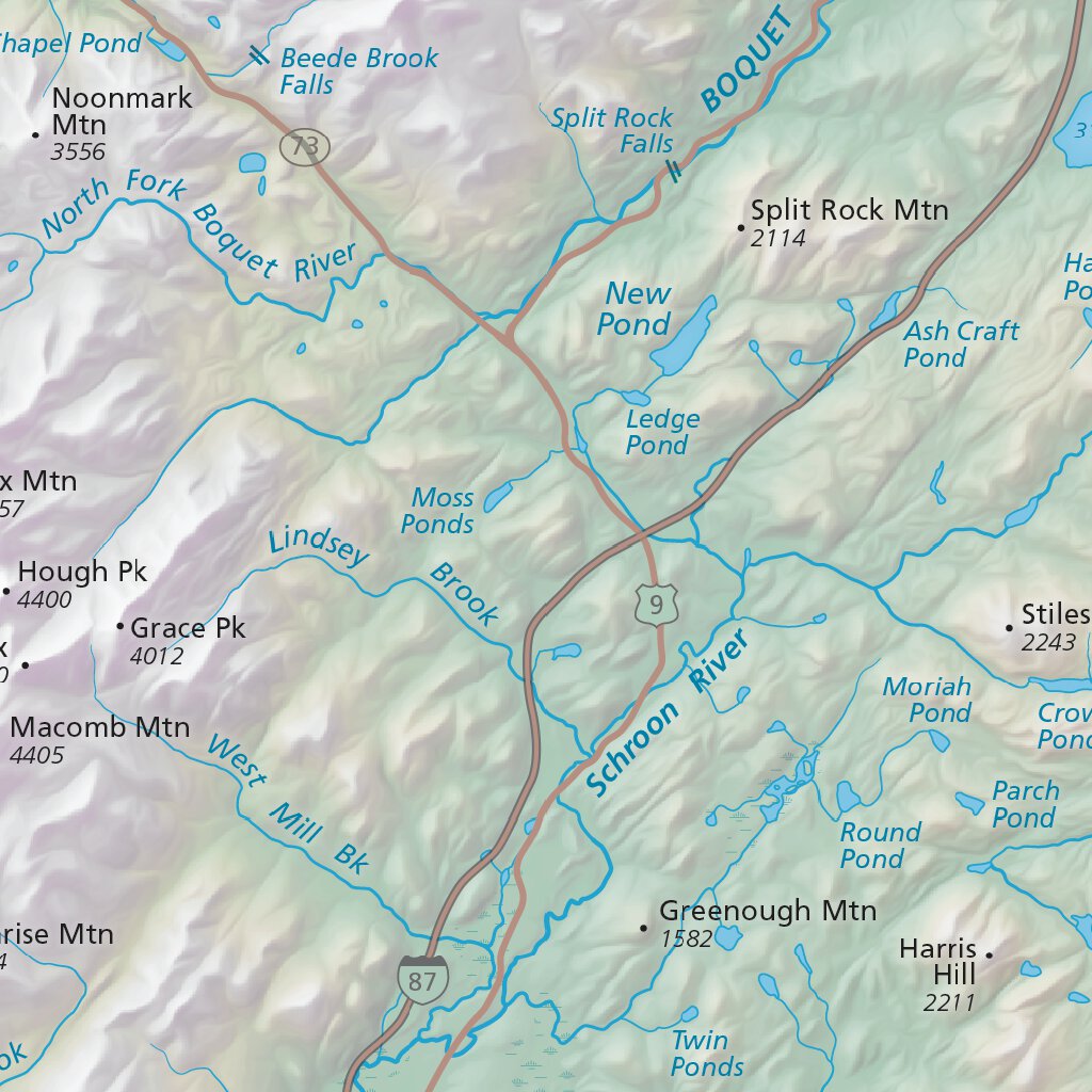 Adirondack Park Physical Map by ShadedRelief.com | Avenza Maps