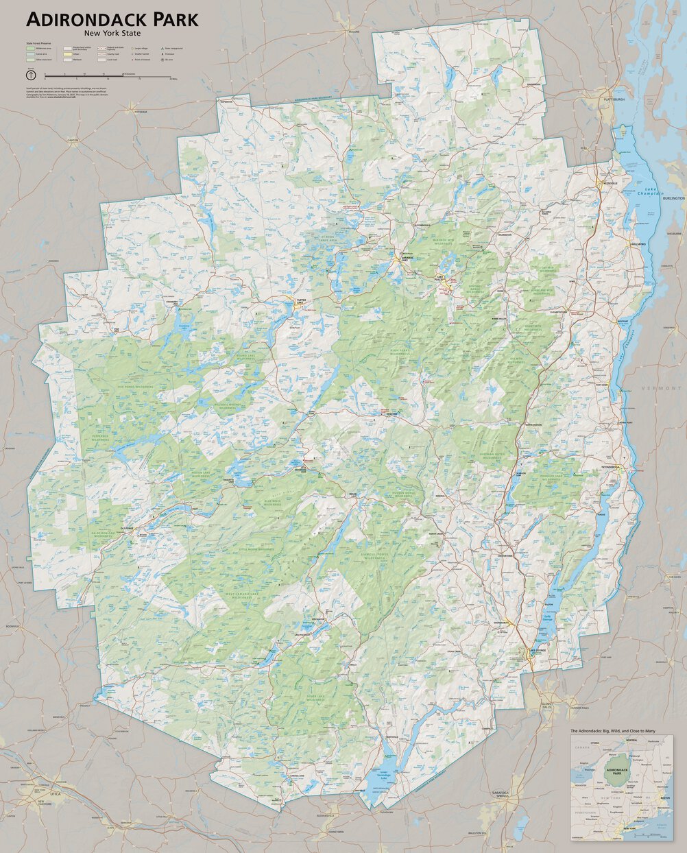 Adirondack Park Reference Map by ShadedRelief.com | Avenza Maps