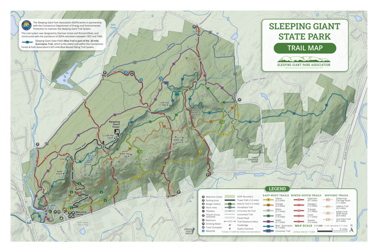 Sleeping Giant State Park Trails Map by Sleeping Giant Park Association ...