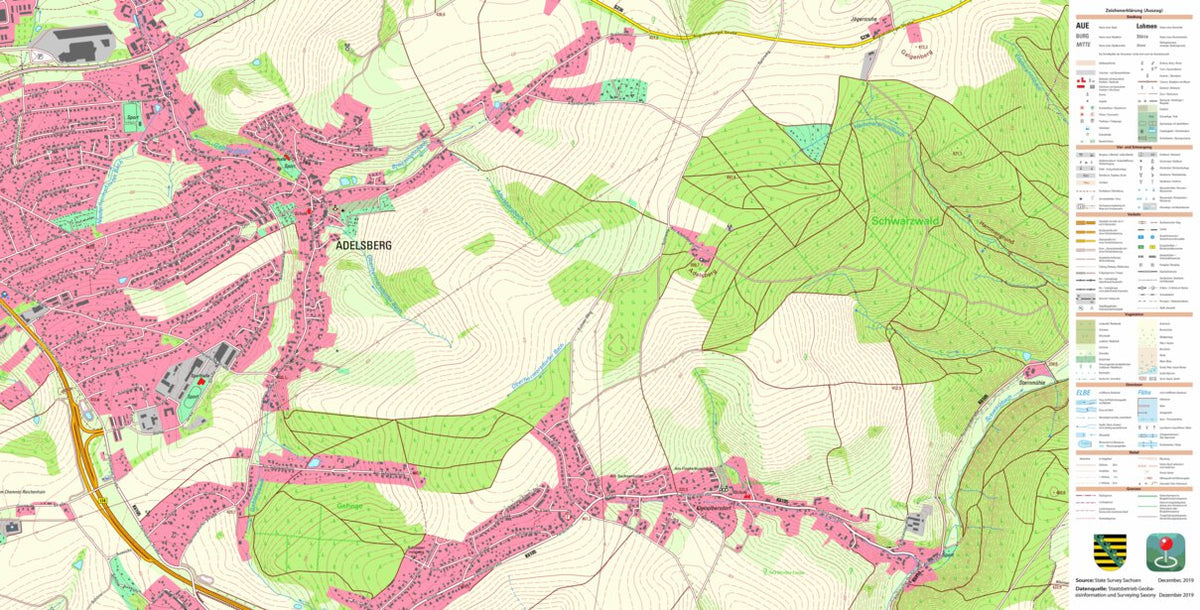 Adelsberg, Chemnitz, Stadt (1:10,000 scale) Map by Staatsbetrieb ...
