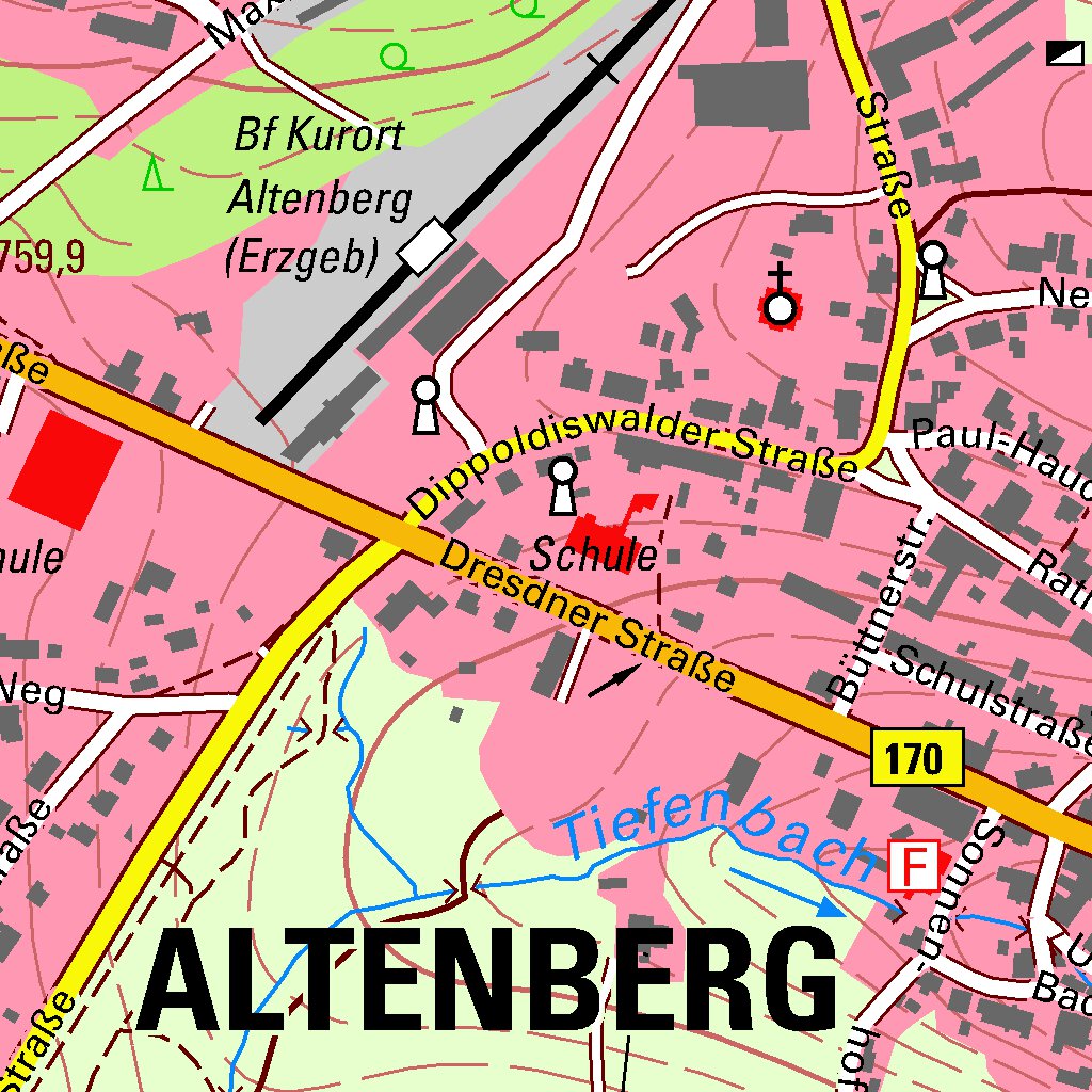 Altenberg, Altenberg, Stadt (1:10,000 scale) Map by Staatsbetrieb ...