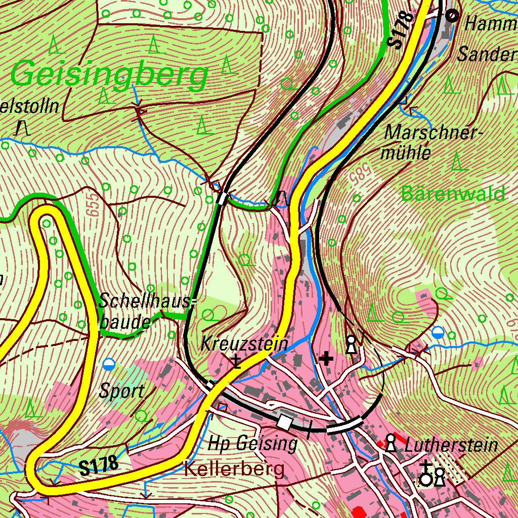 Altenberg, Altenberg, Stadt (1:25,000 scale) Map by Staatsbetrieb ...