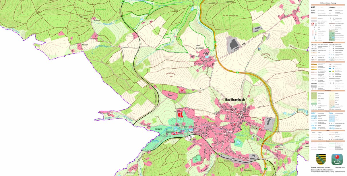 Bad Brambach, Bad Brambach (1:10,000 scale) Map by Staatsbetrieb ...