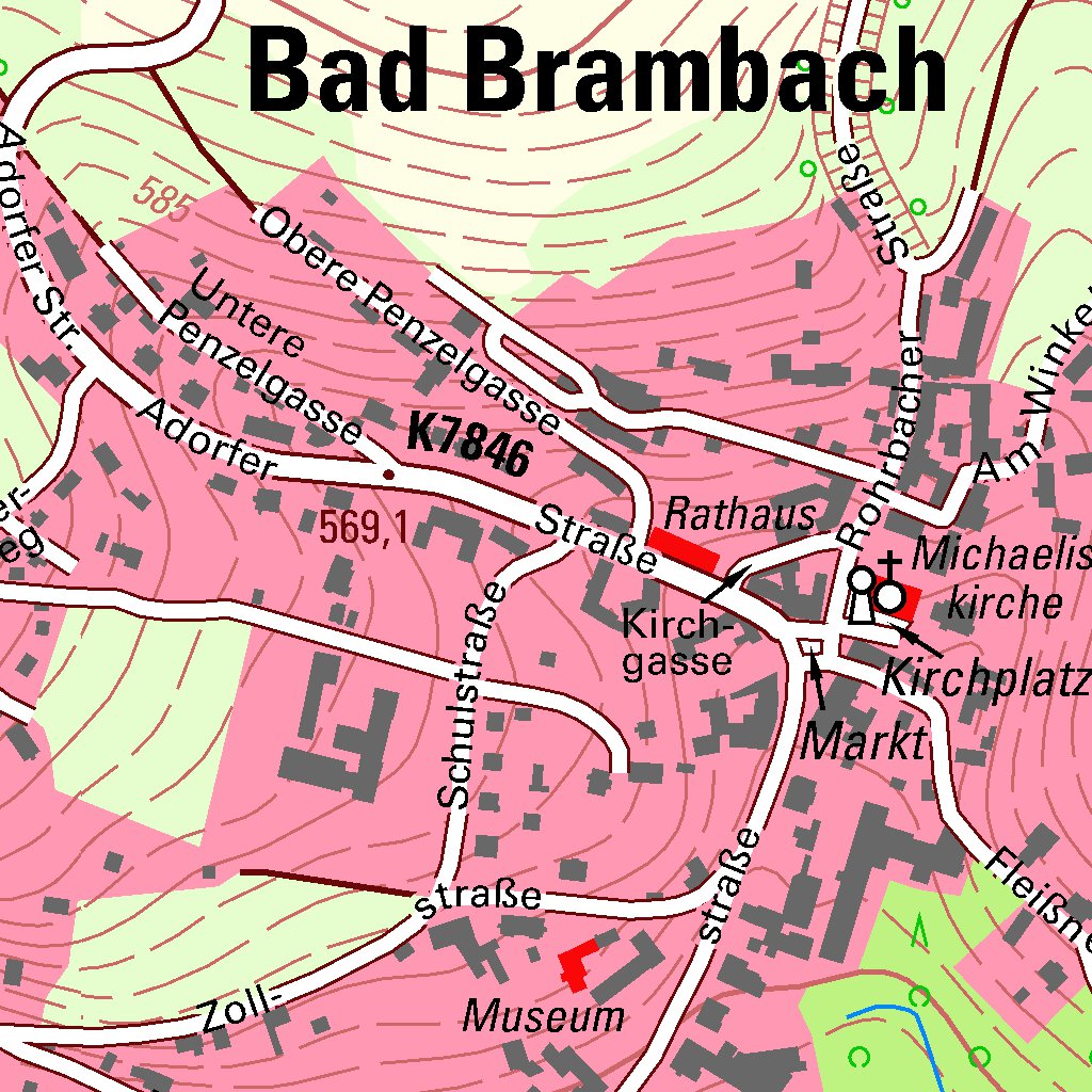 Bad Brambach, Bad Brambach (1:10,000 scale) Map by Staatsbetrieb ...