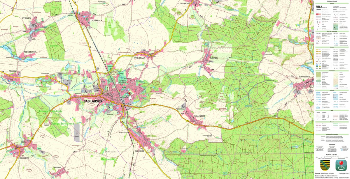 Bad Lausick, Bad Lausick, Stadt (1:25,000 scale) Map by Staatsbetrieb ...