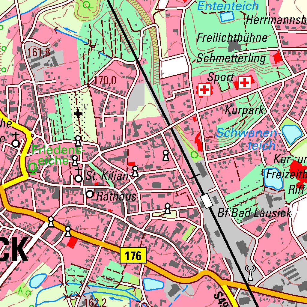 Bad Lausick, Bad Lausick, Stadt (1:25,000 scale) Map by Staatsbetrieb ...
