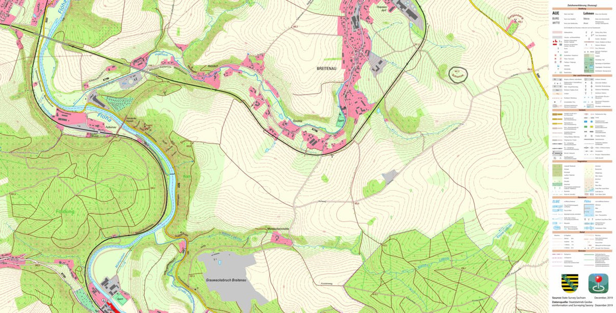 Breitenau, Oederan, Stadt (1:10,000 scale) Map by Staatsbetrieb ...