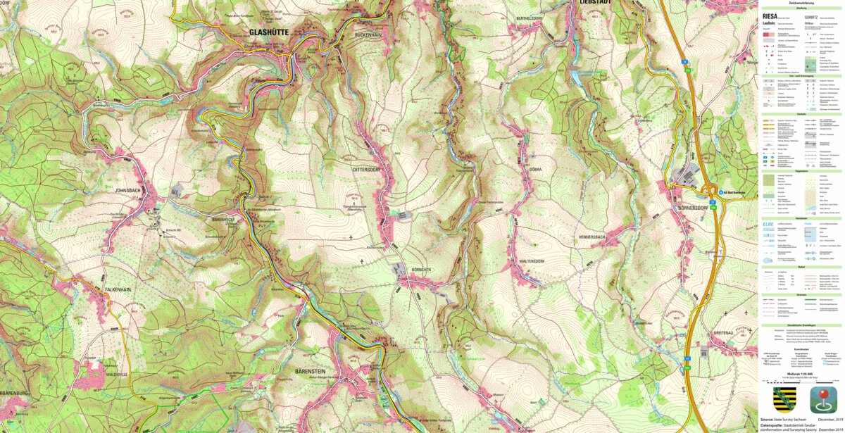 Dittersdorf, Glashütte, Stadt (1:25,000 scale) Map by Staatsbetrieb ...