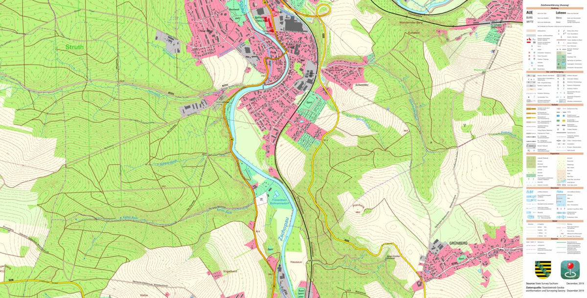 Flöha, Flöha, Stadt 2 (1:10,000 scale) Map by Staatsbetrieb ...