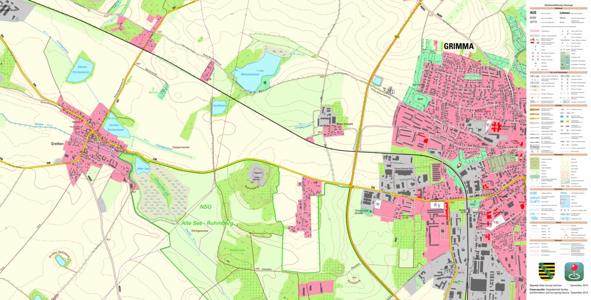 Grimma, Grimma, Stadt (1:10,000 scale) Map by Staatsbetrieb ...